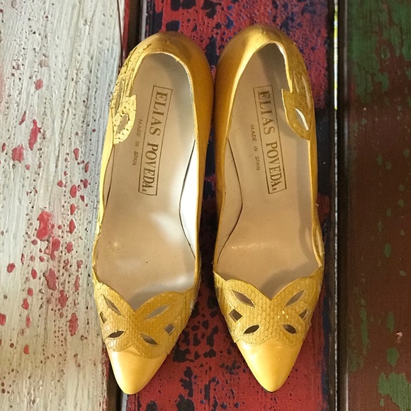 Elias Poveda | Shoes | Yellow Butterfly Cutout Heels | Poshmark